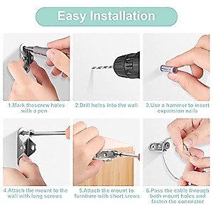 10 Pcs Furniture Anchors, Baby Proofing, Anti-Tip Metal Baby Furniture Straps, Baby Safety Wall Anchor, for Cabinet, Wardrobe, Drawers, Dresser, Bookshelf(400lbs Tension) (Silver)