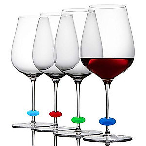 LOVEWEE 24 Pcs Wine Glass Charms Markers Drink Markers, Silicone Wine Glass Markers Glass Identifiers for Glass Cup Champagne Flutes Cocktails, Martinis