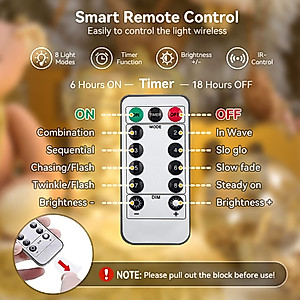Fairy Lights Battery Operated Christmas String Lights 100 LED Waterproof Copper Wire Starry Twinkle Lights with 8 Modes Remote &Timer for Wedding Indoor Decor 2 Pack (Warm White)