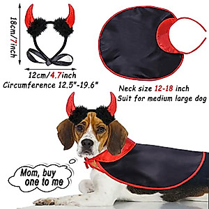 Halloween Large Dog Costume 2PACK Cute Cat Dog Cosplay Devil Hat Headband Adjustable Vampire Cloak Funny Hair Hoop Cape for Medium Large Dogs Holiday Dress Supplies