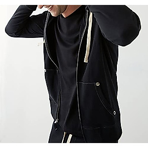 True Religion Men's Buddha Logo Zip Hoodie Sweatshirt, Black, XL