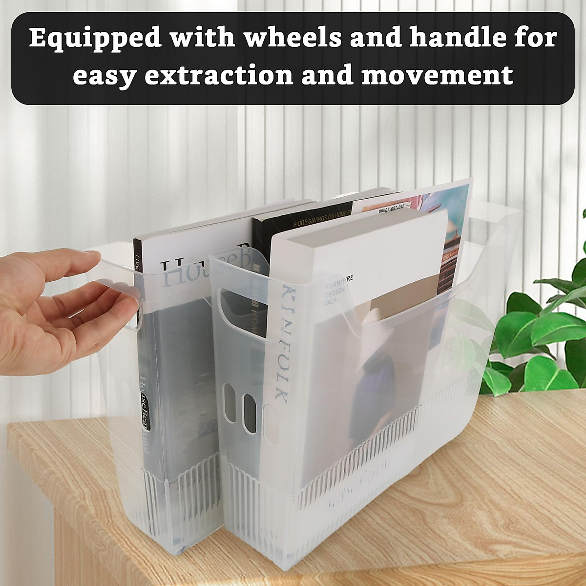 YAYODS 6 Pack 12 x 12 Paper Storage Organizer, Scrapbook Paper Storage with Wheels, Plastic Scrapbook Storage Bin for 12" x 12" Pape, Scrapbook Papers, Cardstocks, Vinyl Sheets, Documents