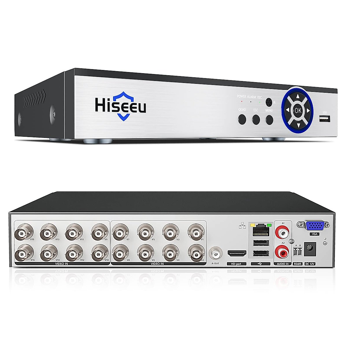Hiseeu 16 Channel DVR, 5MP/1080P Digital Video Recorder, DVR for Security Camera, AHD/TVI/CVI/Analog/IPC 5 in 1 Hybrid Security DVR, Free Remote Access APP, Motion Alert (No Hard Drive)