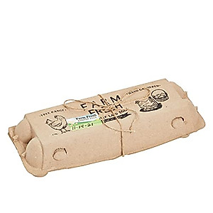 18 Pack 1 Dozen Paper Egg Cartons with Labels for 12 Chicken Eggs, 50 Self-Adhesive Labels, 1 Jute String Roll (Brown)