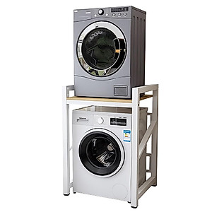 Dkjdssek Washing Machine Storage Rack, Over The Washer and Dryer Storage Shelf, Space Saver Storage Shelf for Washer with Adjustable Shelves, for Bathrooms Laundry Rooms Balconies