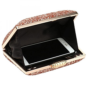 YYW Womens Clutch Evening Bag Wedding Party Purse and Shoulder Handbag (Rose gold color)