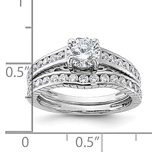 IceCarats 925 Sterling Silver Cubic Zirconia CZ Wedding Band Engagement Ring Bridal Jewelry Set Size 7