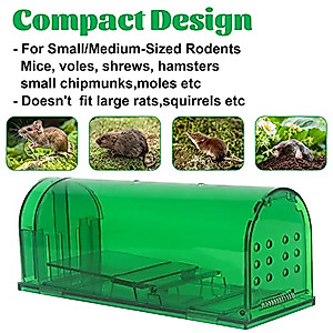 Large Humane Mouse Traps Reusable Rat Traps for Indoor/Outdoor - Safe for Kids/Pets and NO Kill for Small Rodent, Voles, Hamsters, Moles That Works Catch and Release - 2 Pack