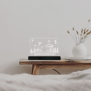 The Geeky Days Merry Christmas Optical Illusion Light Rmeote Control Multi Color LED Lighting Desktop Lamp Home Decorative Nativity Scene of Baby Jesus Christ USB Beside Lamp