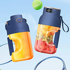 Multifunctional Portable Juicer Cup with Digital Display – 1200ML USB Rechargeable Blender for Smoothies, Shakes, and Gym/Travel Use (Blue,Single lid)