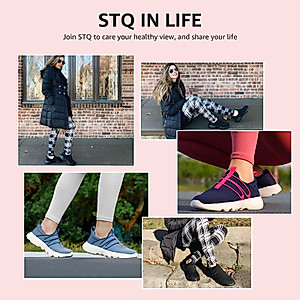 STQ Walking Shoes Women Non Slip Lightweight Slip On Sneakers for Work All Black Size 7.5