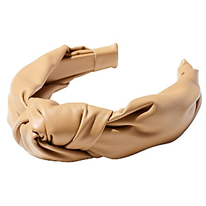 Bellefixe London Vegan Leather Knotted Headband (Camel) Premium Vegan Leather