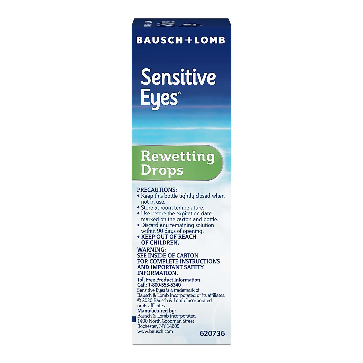 Bausch & Lomb Sensitive Eyes Contact Lens Solution, for Rewetting Soft Contact Lenses, 0.5 Fl Oz