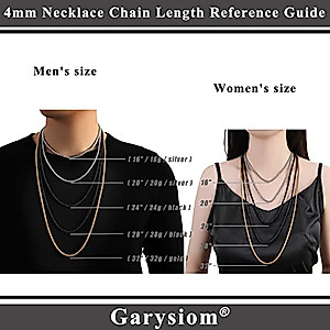 Garysiom 3 Pcs Chain Necklace for Men, 4mm Stainless Steel Gold Black and Silver Wheat Chains for Men Boys Jewelry Gift, 24 Inches