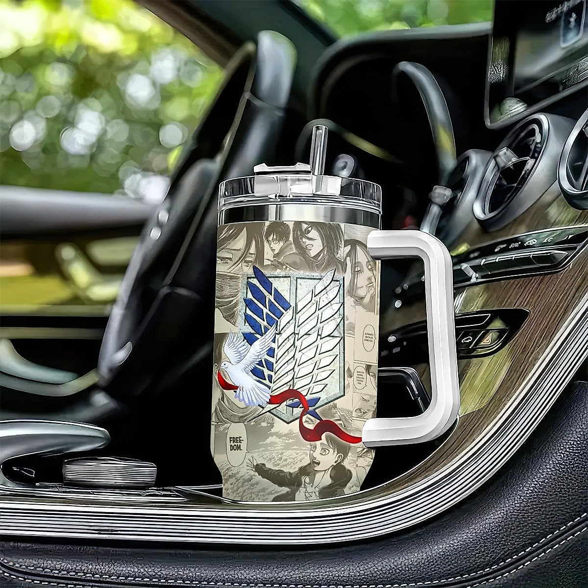 TEEDUU Tumbler M1kasa Insulated Tumbler With Handle Stainless Steel Double Wall Vacuum AOT Anime Tumblers Hot Cold Tea Coffee Travel Cup Thermos Mug Birthday Gift Men Women