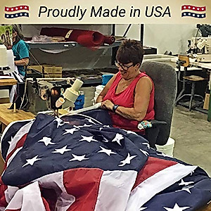 American Flag 3x5 Outdoor by Grace Alley, Embroidered Stars, Sewn Stripes, Heavy Duty, Hand Made and Fade Resistant - Long Lasting Nylon & Brass Grommets for Commercial Grade Durability, 100% Made in USA