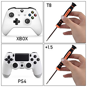 Sainwora 10 Pcs Thumbstick Replacement Kit for XBOX ONE/Xbox ONE S /PS4 Controllers Includes 4 Pack Black Analog Grip,T8/Phillips Screwdriver