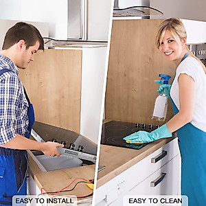 Electric Cooktop 30 inch Ceramic Stove 4 Burners Built-in Stove Top Electric Hot Plate Satin Glass cooktop in Black, Control by Knob/Timer/Child Safety Lock/9 Power Levelsr/220-240V 6700W