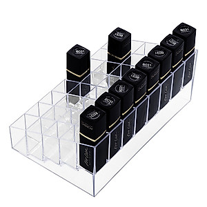 HBlife Lipstick Holder, 40 Spaces Clear Acrylic Lipstick Organizer Display Stand Cosmetic Makeup Organizer for Lipstick, Brushes, Bottles, and More