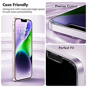 UNBREAKcable 3-Pack Screen Protector for iPhone 14, Double Shatterproof Tempered Glass [Easy Installation Frame] [9H Hardness] [99.99% HD Clear] [Case Friendly] for iPhone 6.1 inch