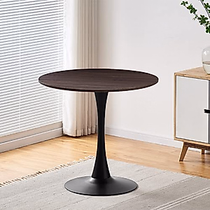 Modern Round Dining Table with Faux Marble Top for Kitchen Bar Patio Drop Leaf Table with Metal Base for Dining Room