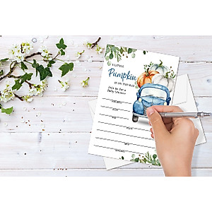 Yuansail Baby Shower Invitation Cards, Pumpkin Fill In Invites Cards, 25 Cards And Envelopes – (bb008-yaoqing)
