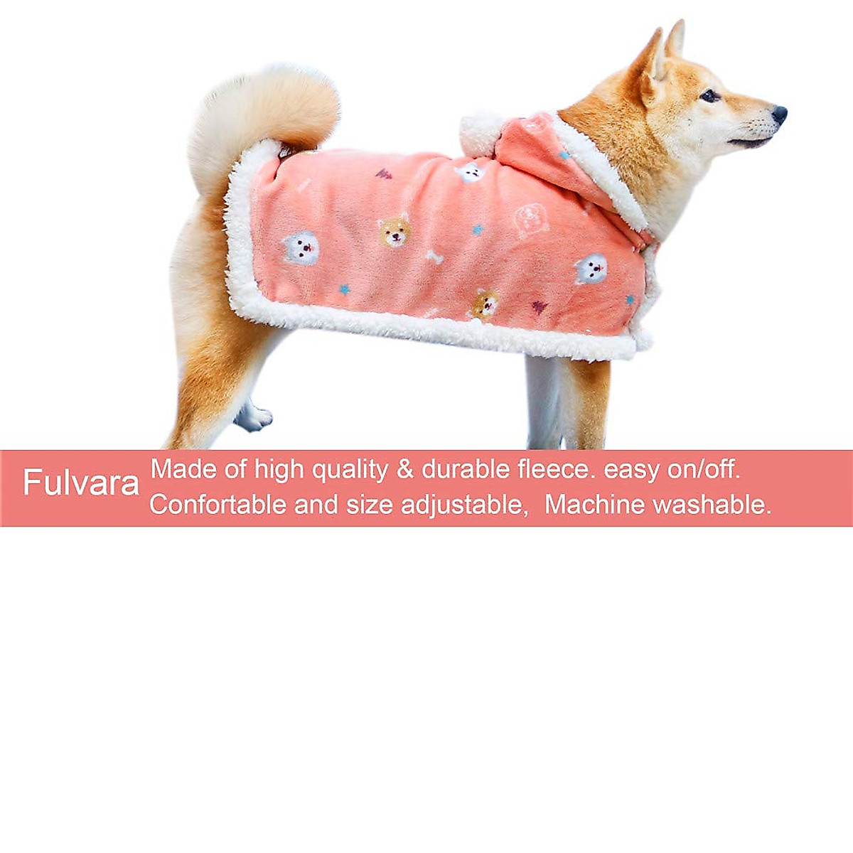 Fulvara Dog Clothes Fleece Winter Coat Warm Soft Dog Vest for Cold Weather,Flannel Blanket Throw Multi-use Pet Apparel for Small Medium Dogs & Cats (M Pink)