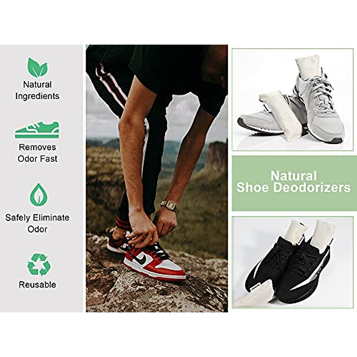 6 Pack Charcoal Shoe Deodorizer Bags, Shoe Smell Remover and Odor Eliminator,Bamboo Charcoal Air Purifying Bags, Activated Charcoal Odor Absorber for Gym Bag, Car, Pet, Closet