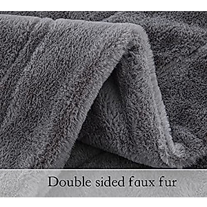 Faux Fur Throw Ultra Soft Double Sided, Fluffy Blanket for Winter Sofa Couch, Cuddly & Warm (50"x 60", Gray)