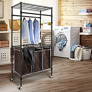 Heavy-Duty Sorting Hamper Commercial Grade Clothes Rack for Bathroom, Kitchen, Bedroom, Living Room, Office, etc 110.23lb Capacity Shelf 35.43 x 17.72 x 73.23 (L x W x H)