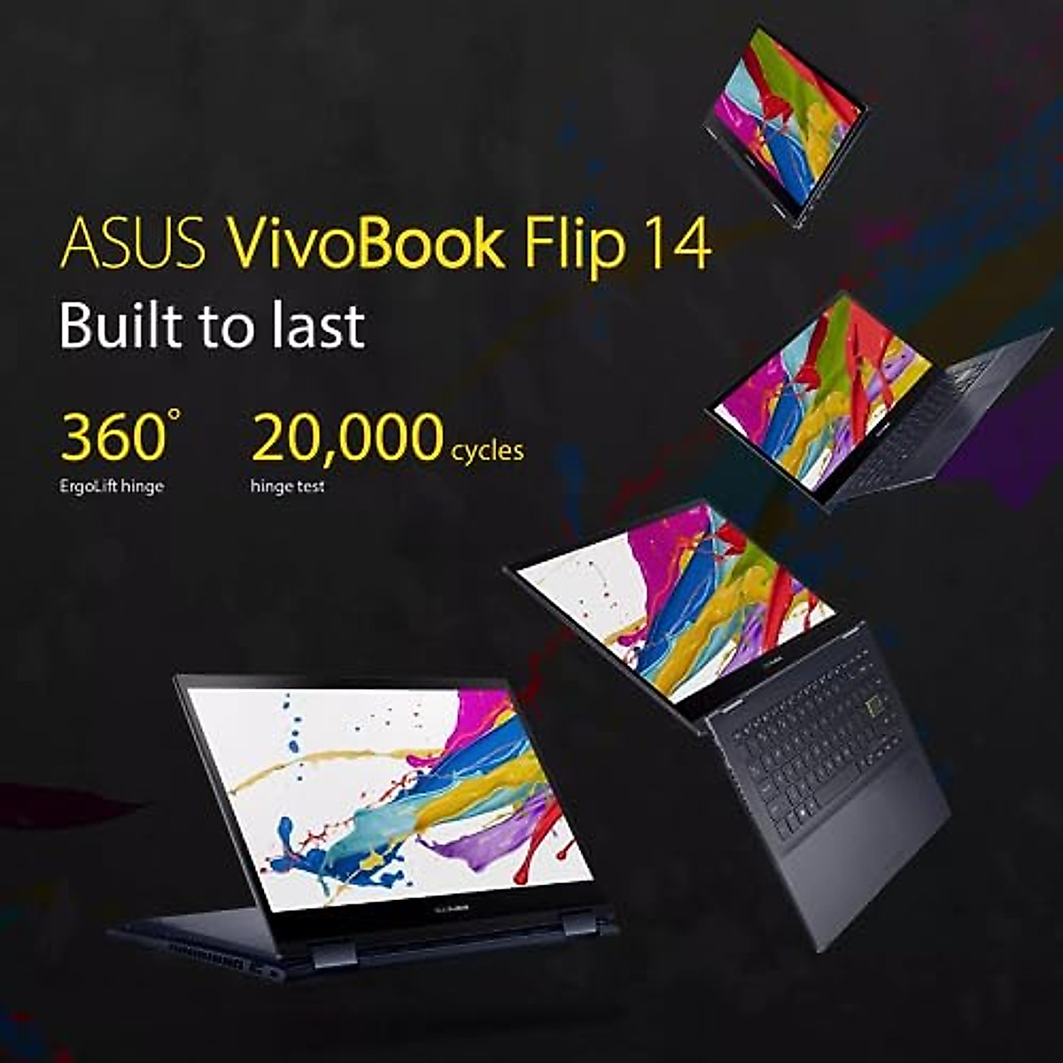 ASUS Newest Thin and Light VivoBook, 14 HD Touchscreen 2-in-1 Laptop, 4GB RAM, 128GB (64G SSD+64G MSD), Intel Celeron Processor, Type-C,HDMI, Microsoft 365 Personal 1-Year, Windows 11 S