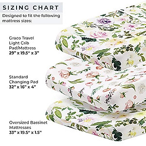 Pobibaby - 2 Pack Premium Changing Pad Cover - Ultra-Soft Cotton Blend, Stylish Floral Pattern, Safe and Snug for Baby (Allure)
