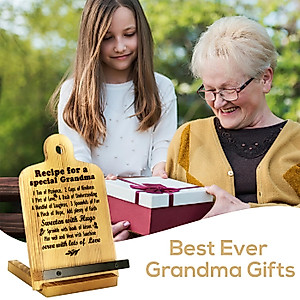 Grandma Gifts from Grandchildren Grandmother Birthday Gift Cookbook Stand Best Grandma Ever Gift for Grandmother Kitchen Presents for Grandma Recipe Book Stand C-009