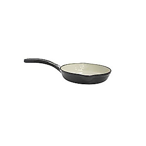 Mirro MIR-19056 6" Mini Cast Iron White Enamel Coated Interior Skillet, Grey, Ready to Use