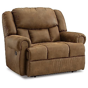 Signature Design by Ashley Boothbay Classic Faux Leather Manual Oversized Recliner, Dark Brown