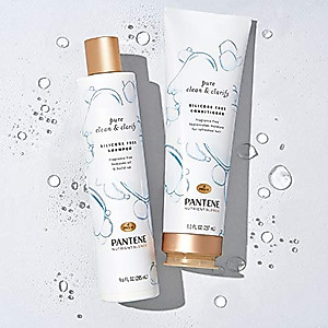 Pantene Shampoo and Conditioner Set Pure Clean & Clarify plus Hair Mask Rescue Shot Treatment, Silicone Free, Nutrient Blends, transparent