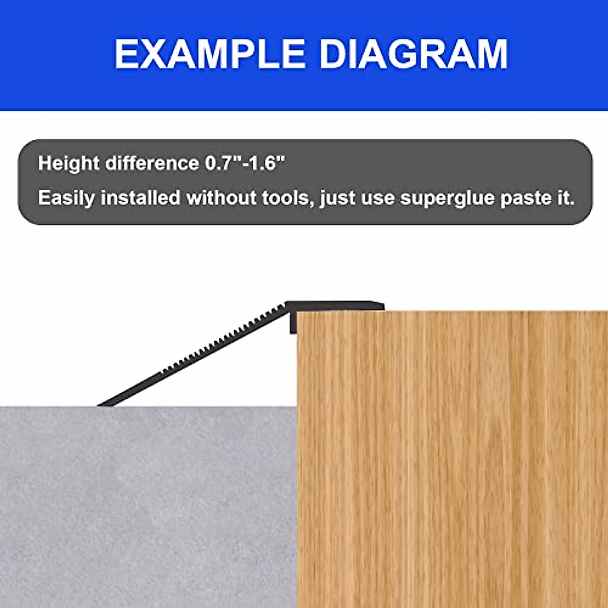 Aluminum Floor Transition Threshold Strip, Threshold Ramps for Doorways, Wheelchairs, Door/Tile/Threshold Reducer, Doorway Edge Trim Suitable for Threshold Height Less Than 1.6 Inch (Black, 90CM)