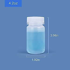 ASEVAT 20Pcs Clear Plastic Reagent Bottle, 4 oz Laboratory Grade Polypropylene Wide Mouth with Screw Cap, Water Sample Bottles for Classrooms or Storage at Home
