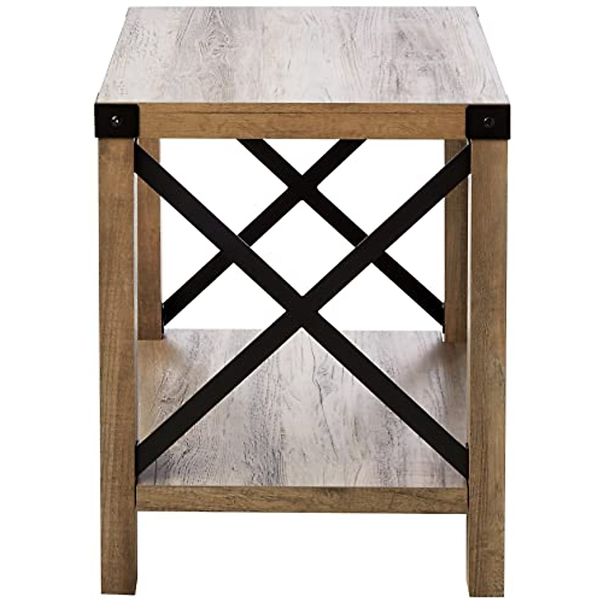 Walker Edison Sedalia Modern Farmhouse Metal X Side Table, 18 Inch, Grey Wash