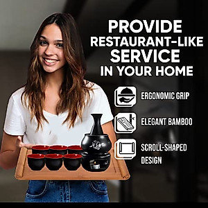 Japanese Sake Set with Warmer | 11 pc | 6 sake cups only | non electric sake warmer | sake bottle | candles | lighter | bamboo sake flight tray for sake cup set | bomb gift kit for chinese sake set