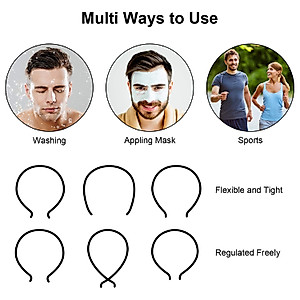 WILLBOND 3 Pack Unisex Hair Band Metal Headband Black Head Band Spring Wavy Nonslip Men Women Sports Fashion Headwear (Small Spring)