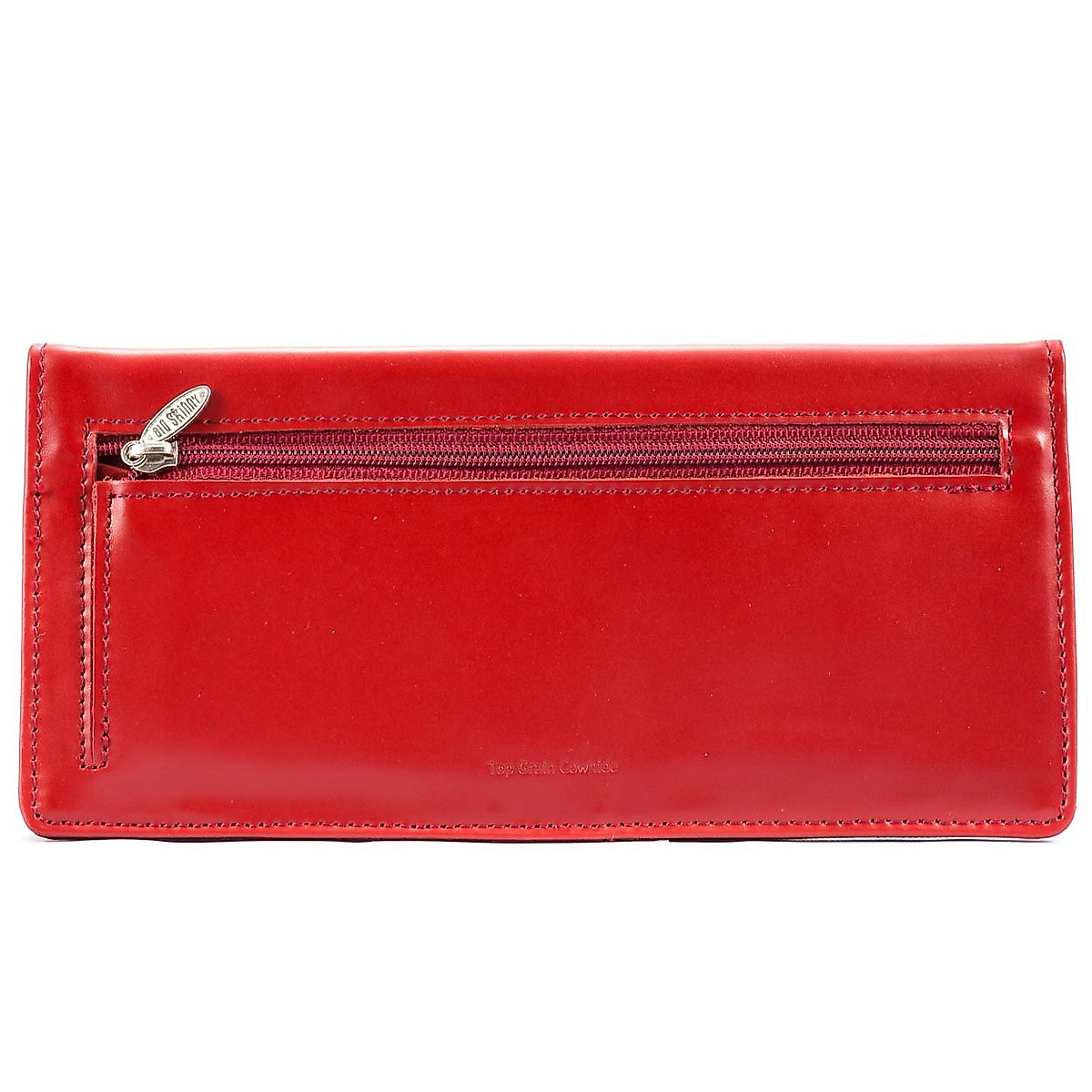 Big Skinny Women's Executive Leather Bi-Fold Checkbook Slim Wallet, Holds Up to 40 Cards, Red