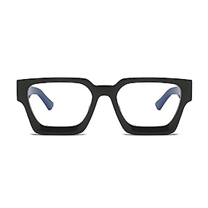 EYLRIM Thick Square Frame Blue Light Glasses for Women Men Non Prescription Computer Eyeglasses(01 Black)