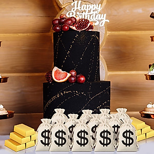 12 Pieces Canvas Money Bag Pouch with Drawstring and 12 Pieces Gold Bar Party Boxes 7 x 4.33 Inch Money Bag Pirate Gold Boxes for Children Toys Presents Crafts Pirate Theme Birthday Party Supplies