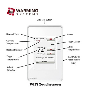 30 Sqft Warming Systems 120 V Electric Tile Radiant Floor Heating Mat with WiFi Touch Screen Programmable Thermostat. Includes Installation Monitor and Floor Temperature Sensor