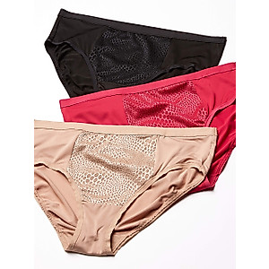 Warner's womens Blissful Benefits Tummy-smoothing Comfort Microfiber 3-pack Ru5023w Hipster Panties, Black/Toasted Almond/Vivacious, Medium US