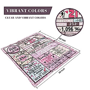 21st Birthday Gifts for Her, Best Birthday Gifts for 21 Year Old Female, Daughter, Women, Girl - 21st Birthday Gift Ideas, Happy 21st Birthday Decorations for Her Women, 21st Birthday Blanket 50x60