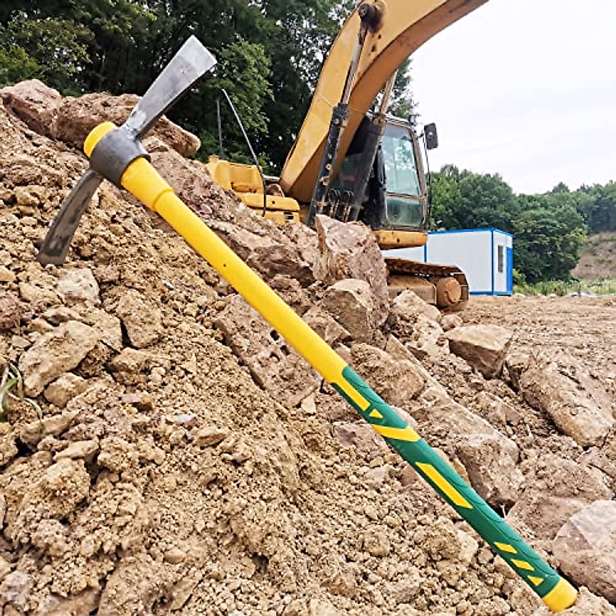 glorousamc Cutter Mattock, 36" Heavy Duty Pick Axe with Forged Heat Treated Steel Blades Hoe for Weeding, Prying and Chopping, Digging Tool with Fiberglass Handle (36.3inch, Yellow)