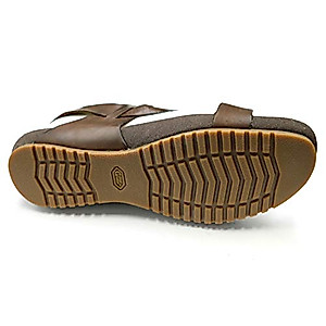 Harssidanzar Genuine Leather Sandals Mens For Outdoor Sandals Mens Adjustable Strap Sandals Leather sandals Men GM202A,Brown,Size 8