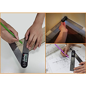 Digital Angle Finder Tool 7 Inch / 180 mm with Pouch/Digital Angle Finder Gauge with Magnetic Base and Backlight Bundle for Woodworking Measurement, Angle Measuring Tool by S&F STEAD & FAST